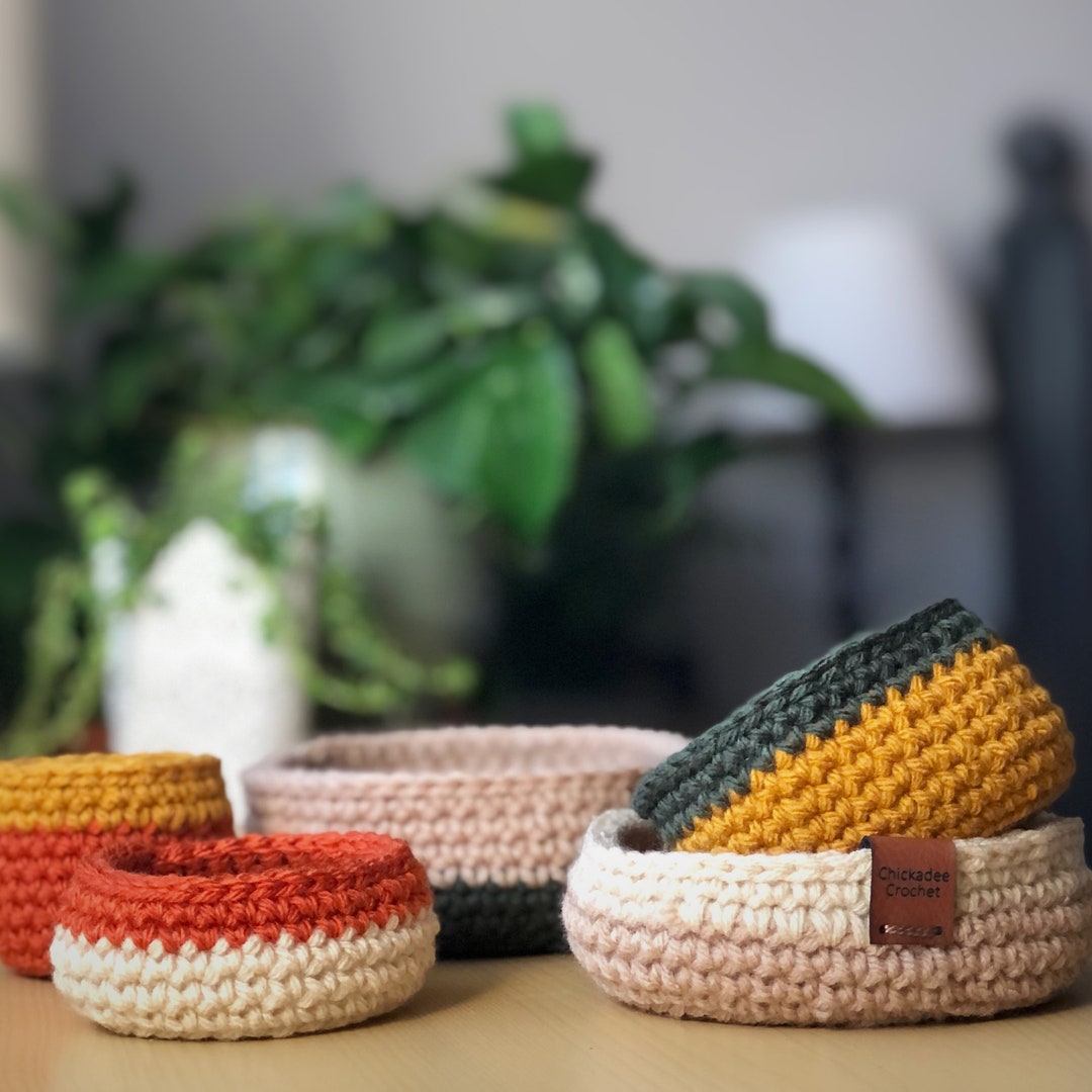 Small Crochet Bowls, Mini Baskets for Dresser, Colorful Crochet Baskets, Gifts for Women, Tiny ...