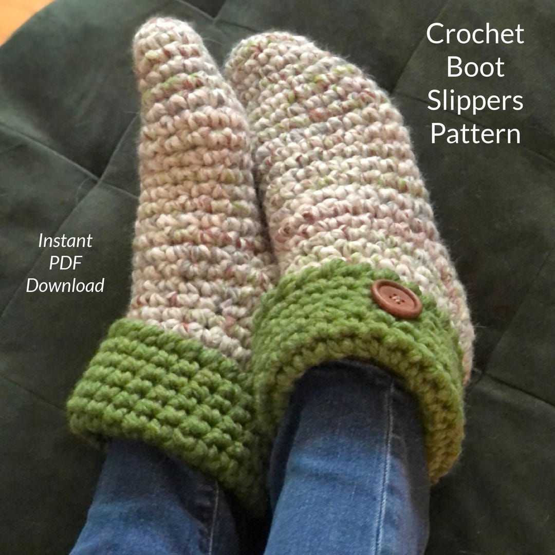 Crochet Boot Slipper Pattern, Crochet Slipper Pattern, Easy Crochet ...