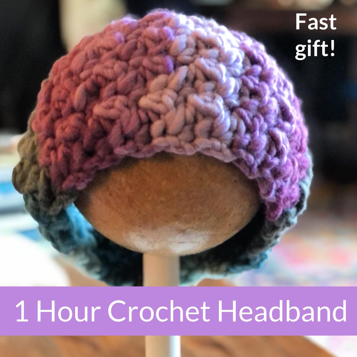Crochet Headband Pattern, Crochet Ear Warmer Plan, One Hour Crochet ...