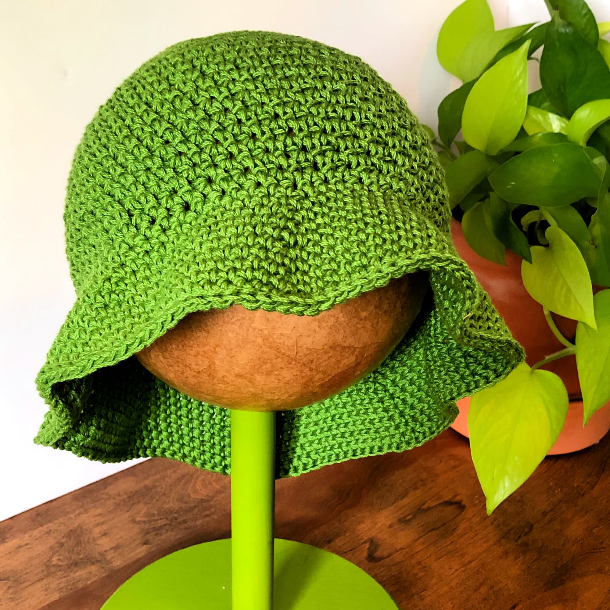 Cottagecore Crochet Bucket Hat | Teal Summer Hat | Cotton Beach Hat ...