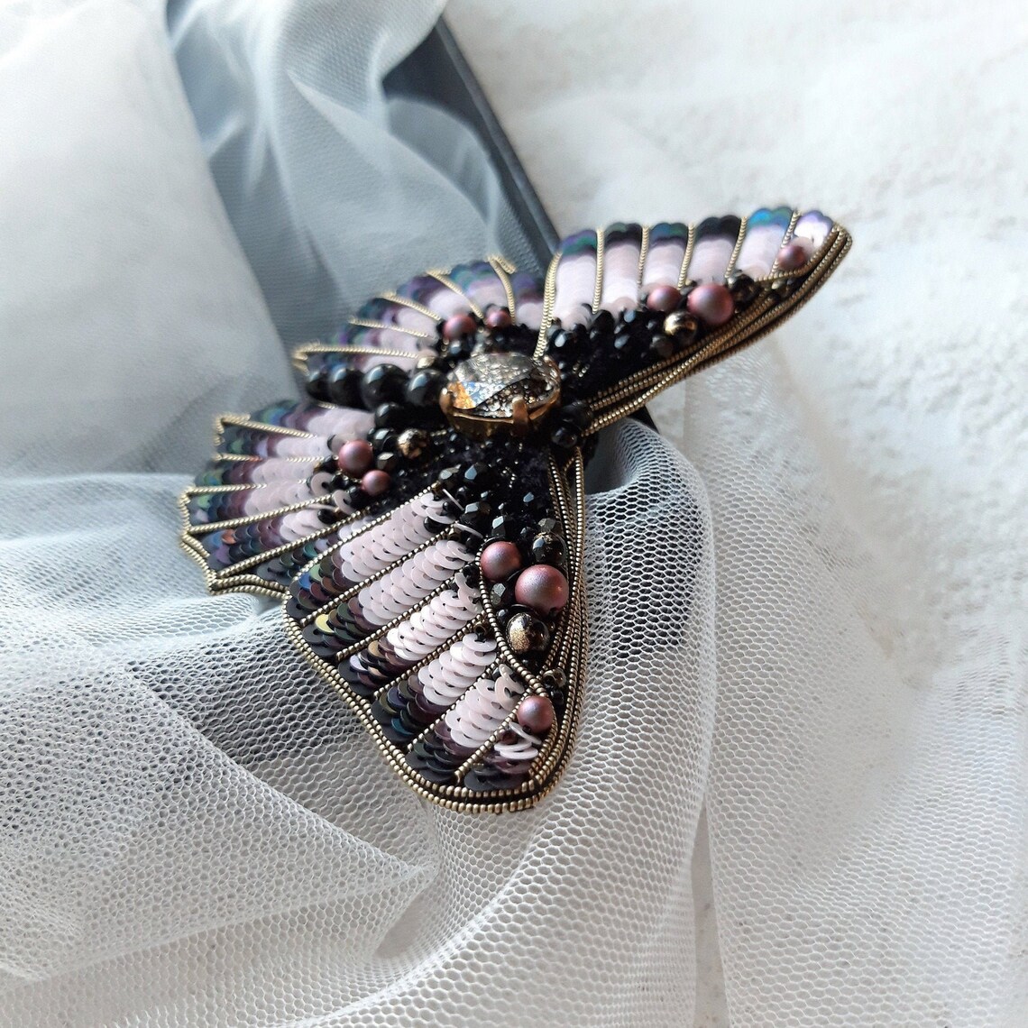 Pink Butterfly Brooch Embroidered Brooch Moth Brooch Insect Jewelry Pin ...