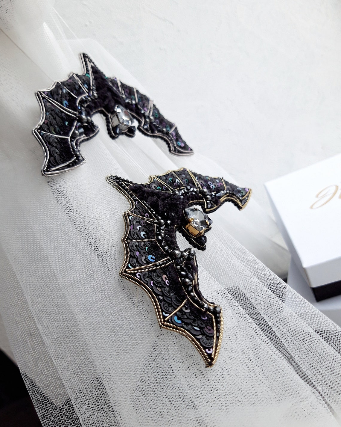 Black Bat Brooch Embroidered Bat Halloween Brooch Beaded - Etsy