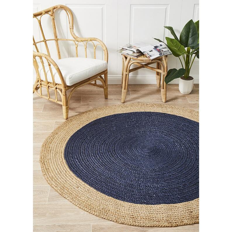 4x4 6x6 8x8 10x10 Ft. Hemp Jute Round Rug Natural Jute and - Etsy