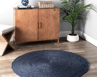 Navy Round Rug - Etsy