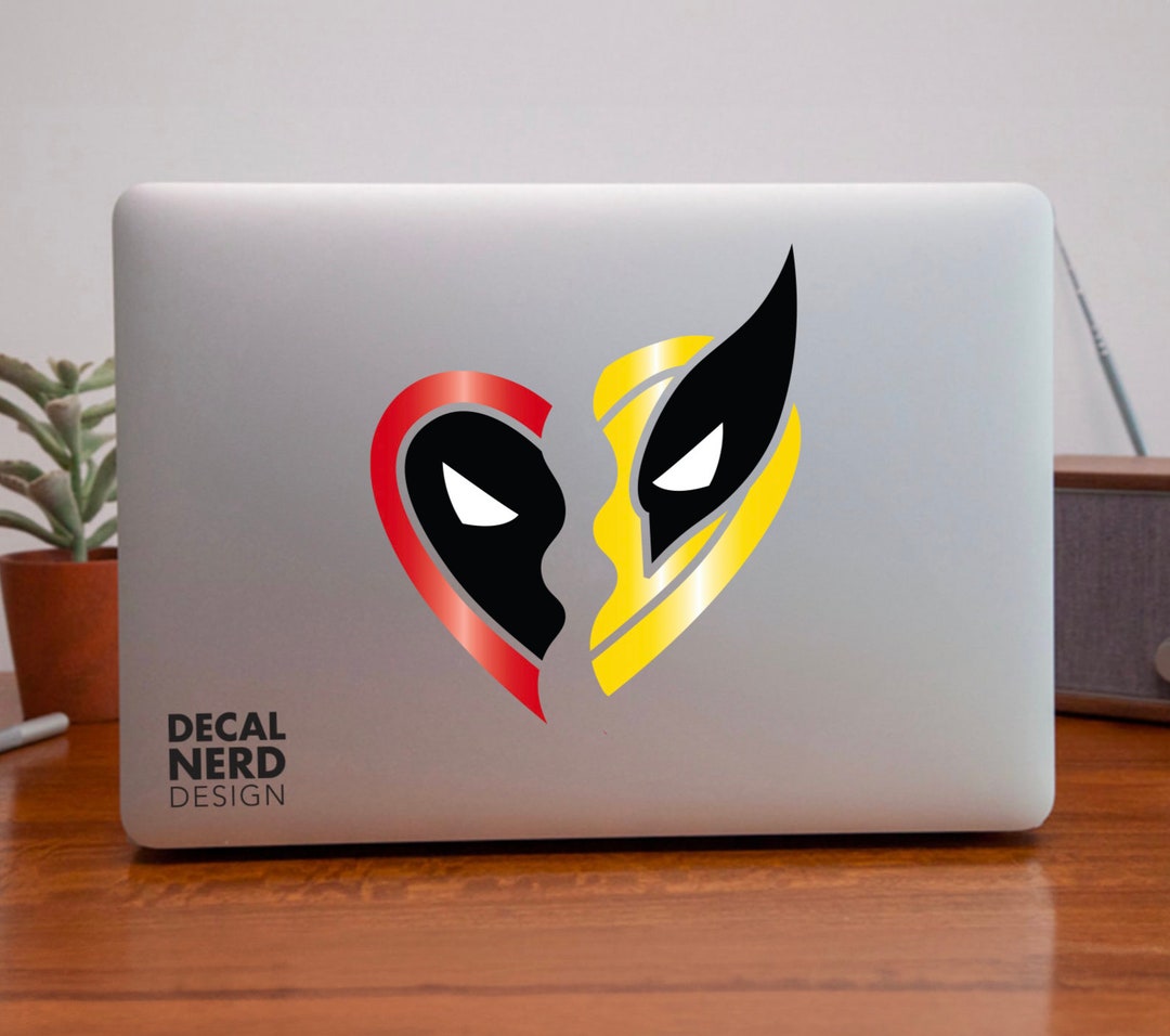 Marvel Deadpool Wolverine Heart Black Red METALLIC Yellow Vinyl Decal ...