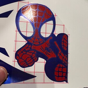 MARVEL Spider-man Peeking - METALLIC Blue, Glossy Red and White Vinyl ...