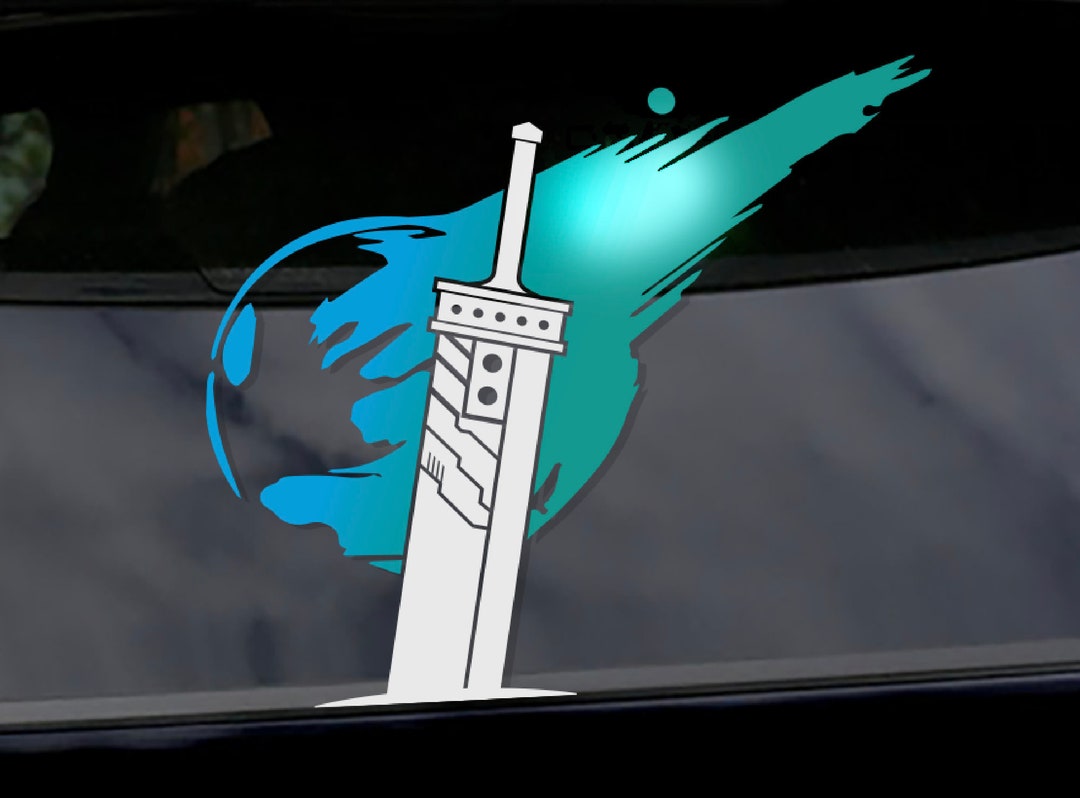 Final Fantasy 7 Logo Decal - METALLIC Teal and White Permanent Vinyl ...