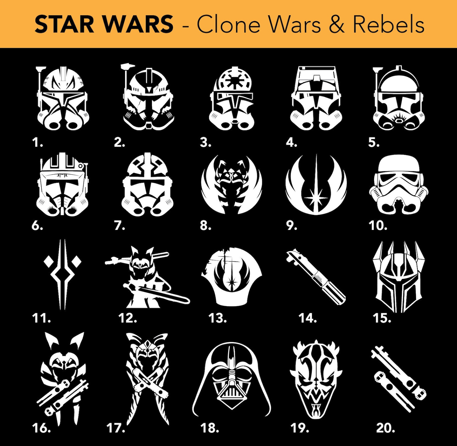 Star Wars the Clone Wars & Rebels Permanent Vinyl Decals - Etsy