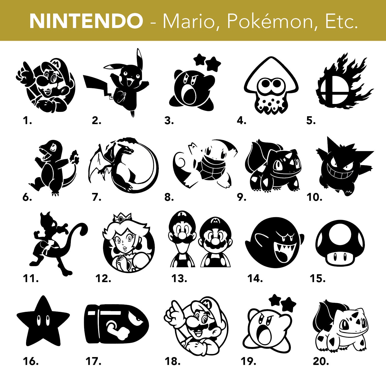Nintendo, Mario, Pokemon - Permanent Vinyl Decals - Etsy