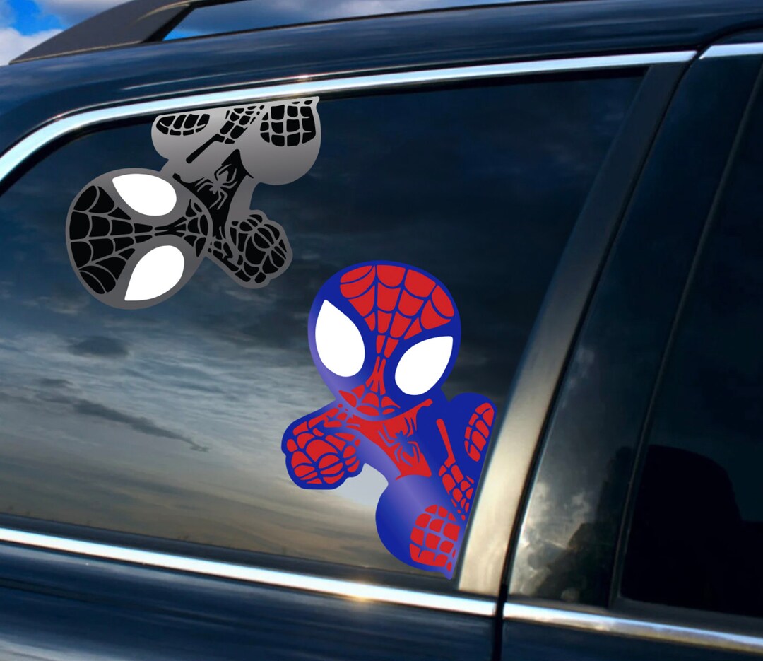 MARVEL Spider-man Peeking - METALLIC Blue, Glossy Red and White Vinyl ...