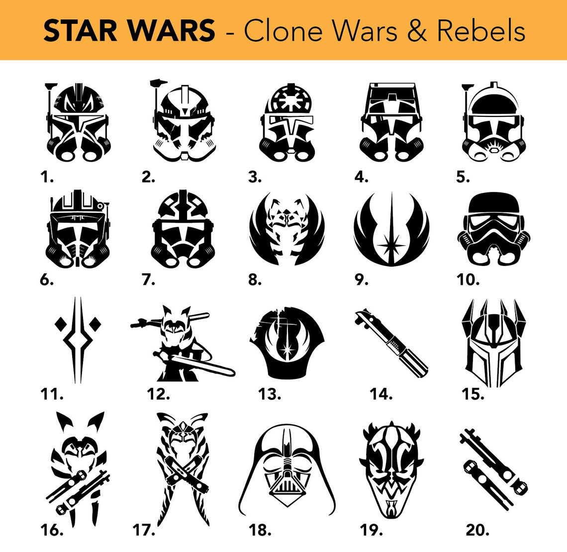 Star Wars the Clone Wars & Rebels Permanent Vinyl Decals | Etsy