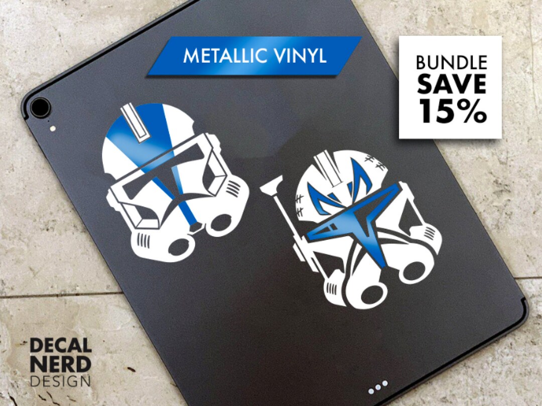 Rex 501st Clone BUNDLE - 2 METALLIC Blue and White Permanent Vinyl ...