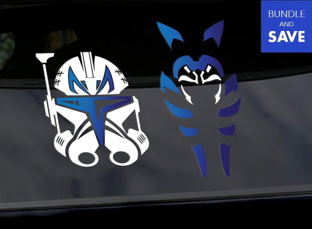 Ahsoka Captain Rex BUNDLE - 2 METALLIC Blue and White Permanent Vinyl ...