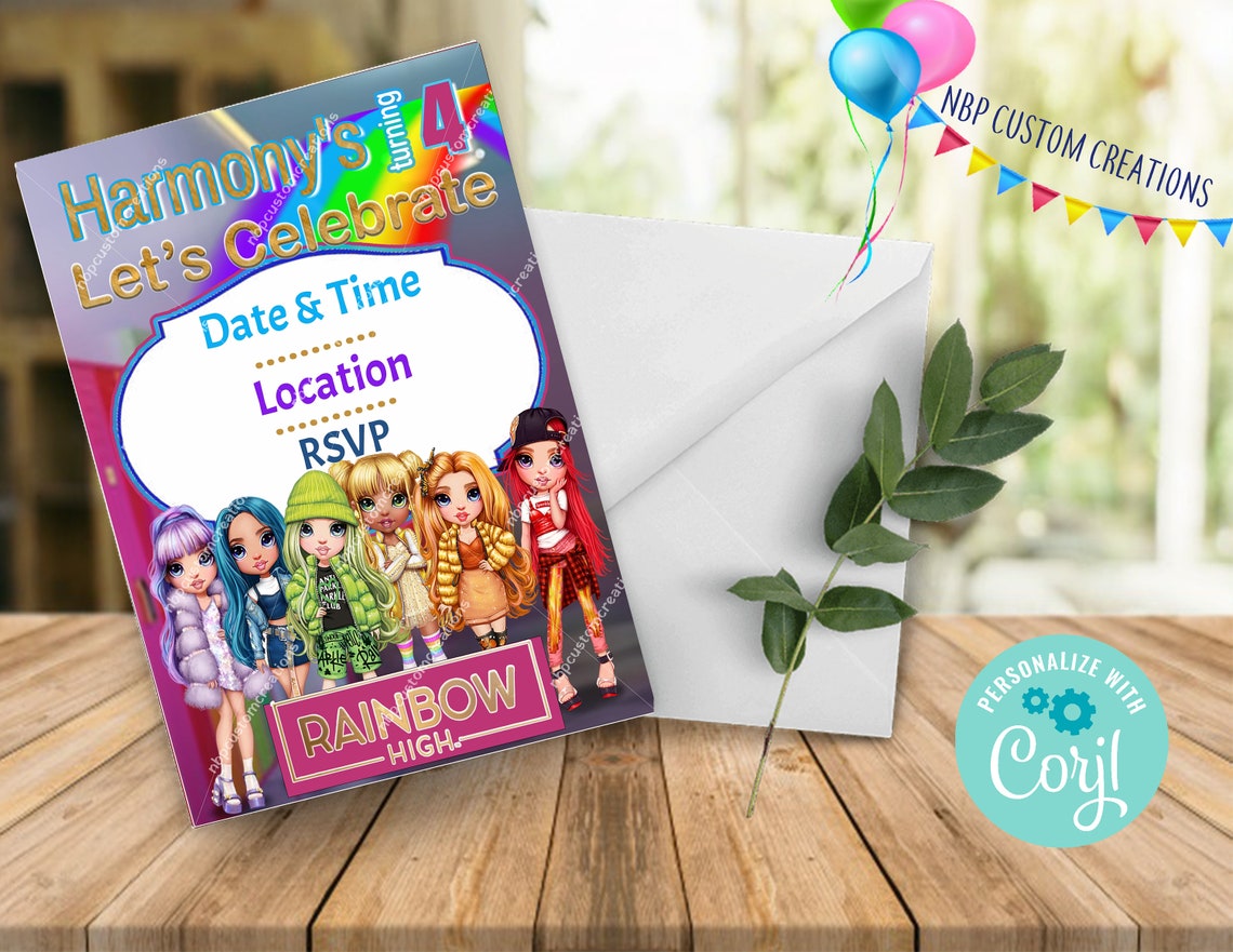 Instant Download Rainbow High Invitation Template Pdf Jpeg Etsy