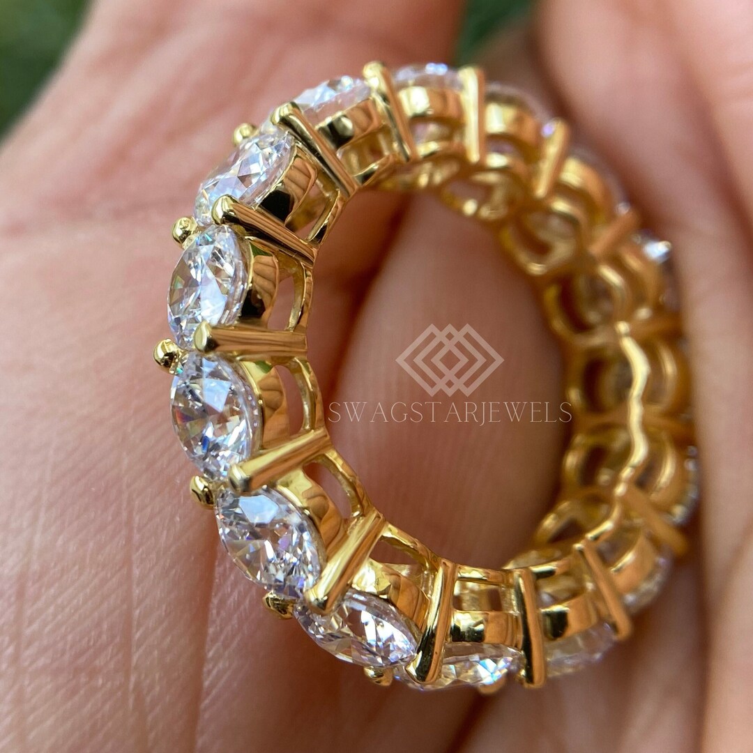 4.5 Ct 14k 18k White Yellow Rose Gold Lab Grown Diamond Round Eternity ...