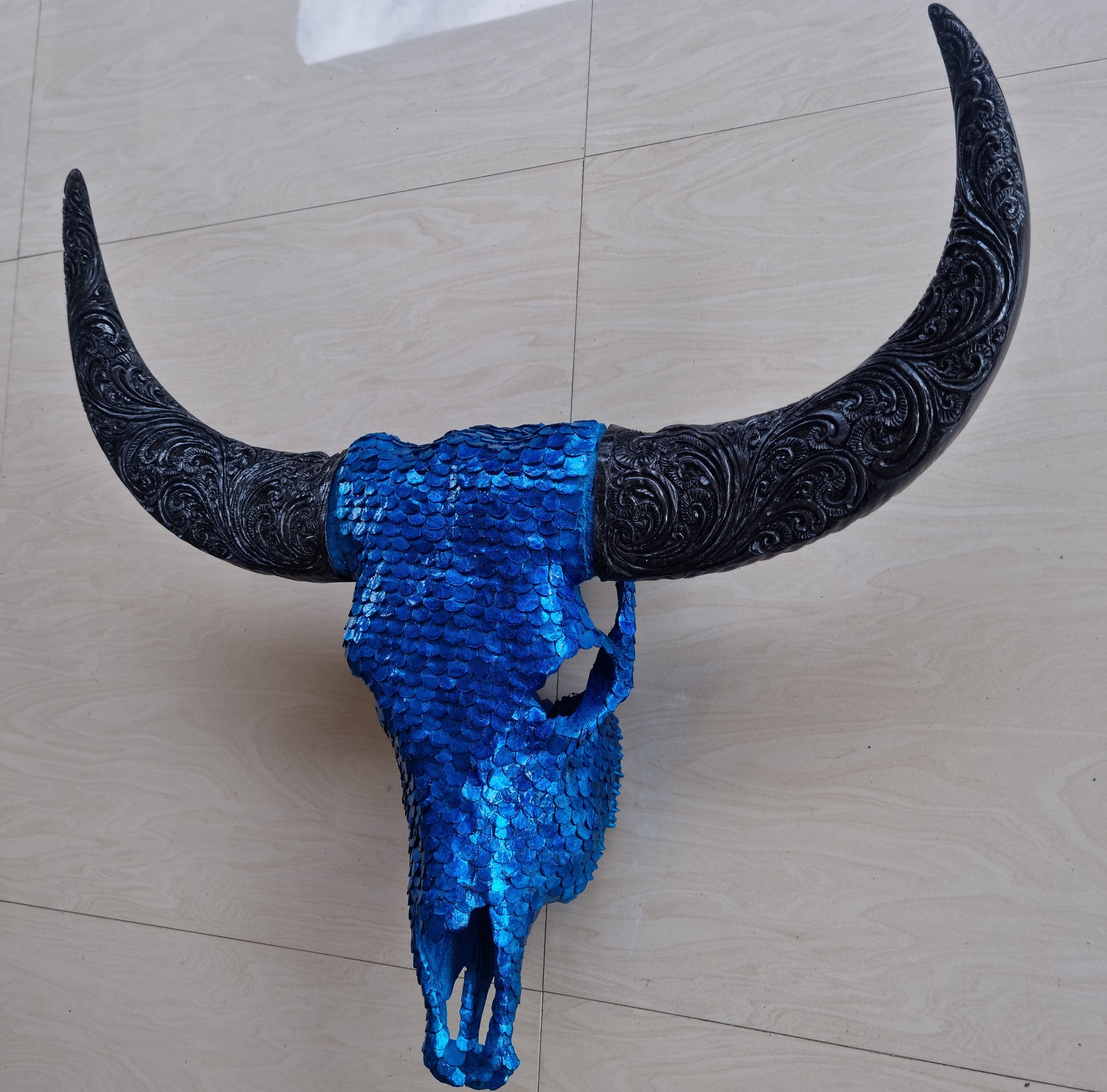 SKULL Glass Mosaic Buffalo Skull Mirror - Etsy