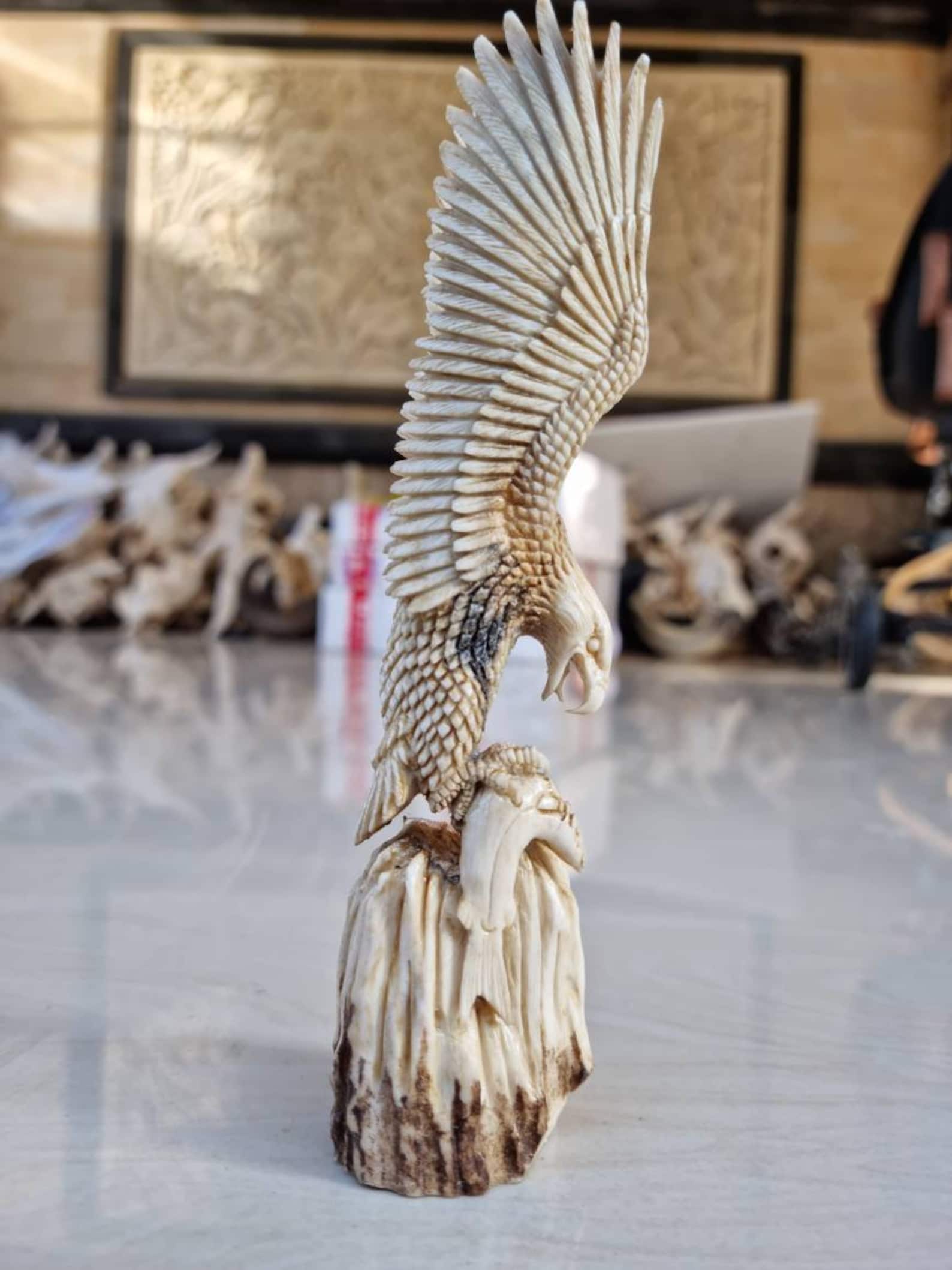 Hand Carved Moose Antler Eagle Sculpture – Tribal Animal Art Gift - Etsy