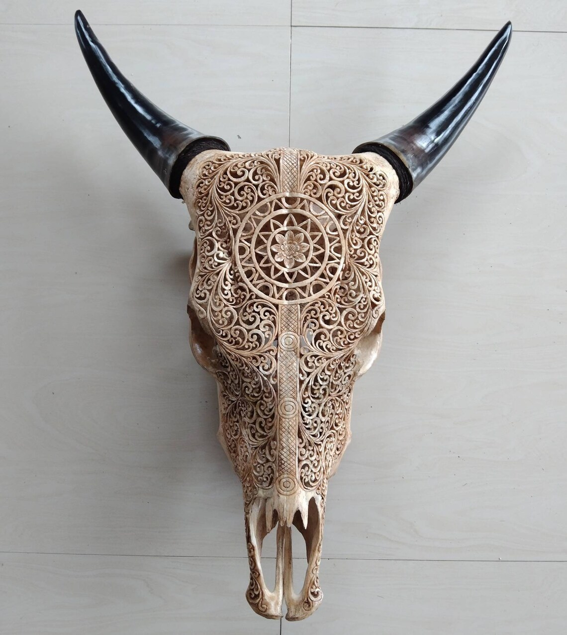 Cow Skull Carving BOHO Wall Decor - Etsy
