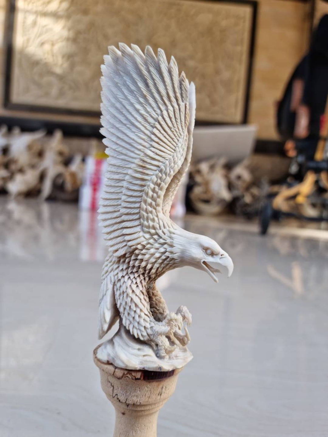 Moose Antler Carving Eagle 3D Sculpthure for Gift - Etsy