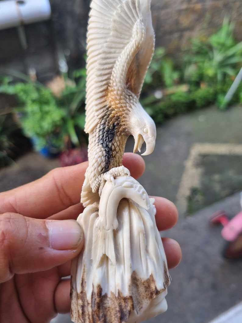 Hand Carved Moose Antler Eagle Sculpture – Tribal Animal Art Gift - Etsy