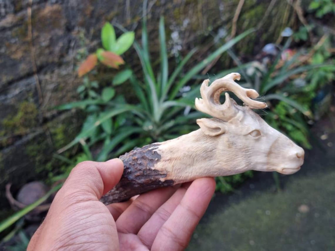Deer Antler Carving Deer for Knife Handle Antler - Etsy