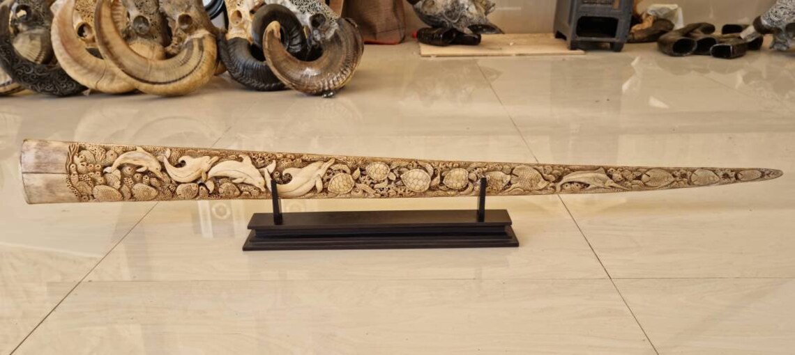 Bone Carving Swordfish Carving Ocean Live - Etsy