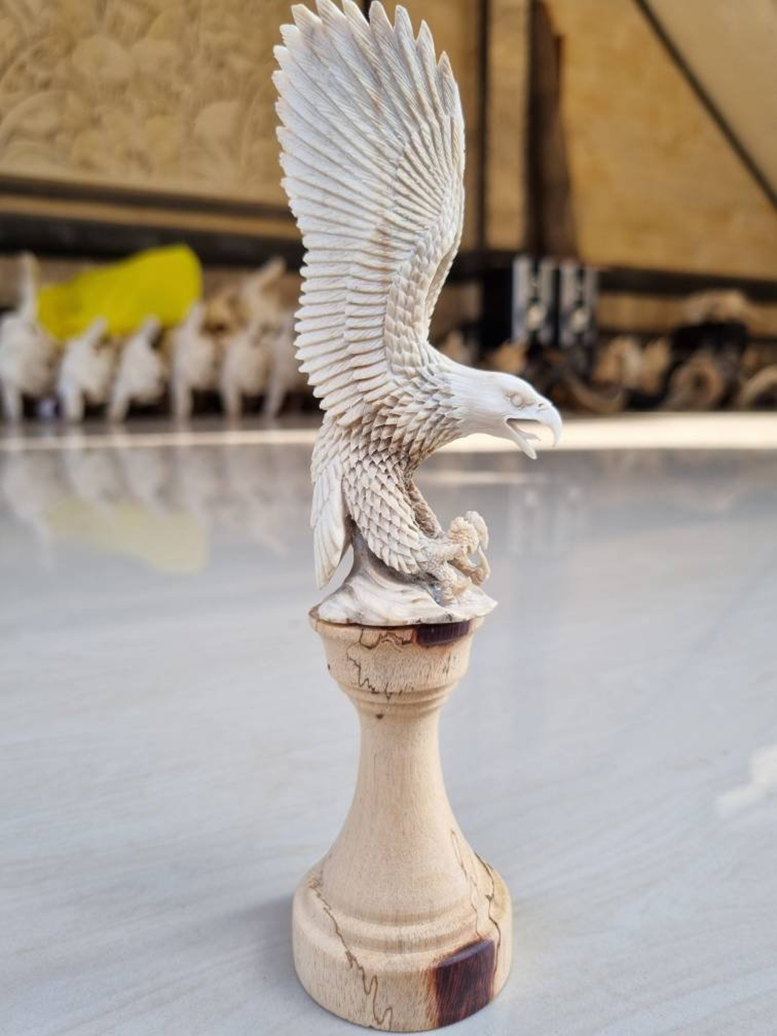 Moose Antler Carving Eagle 3D Sculpthure for Gift - Etsy