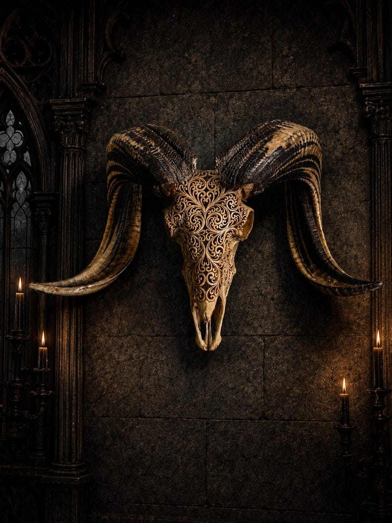 Carved Ram Skull Wall Art Decor - Etsy