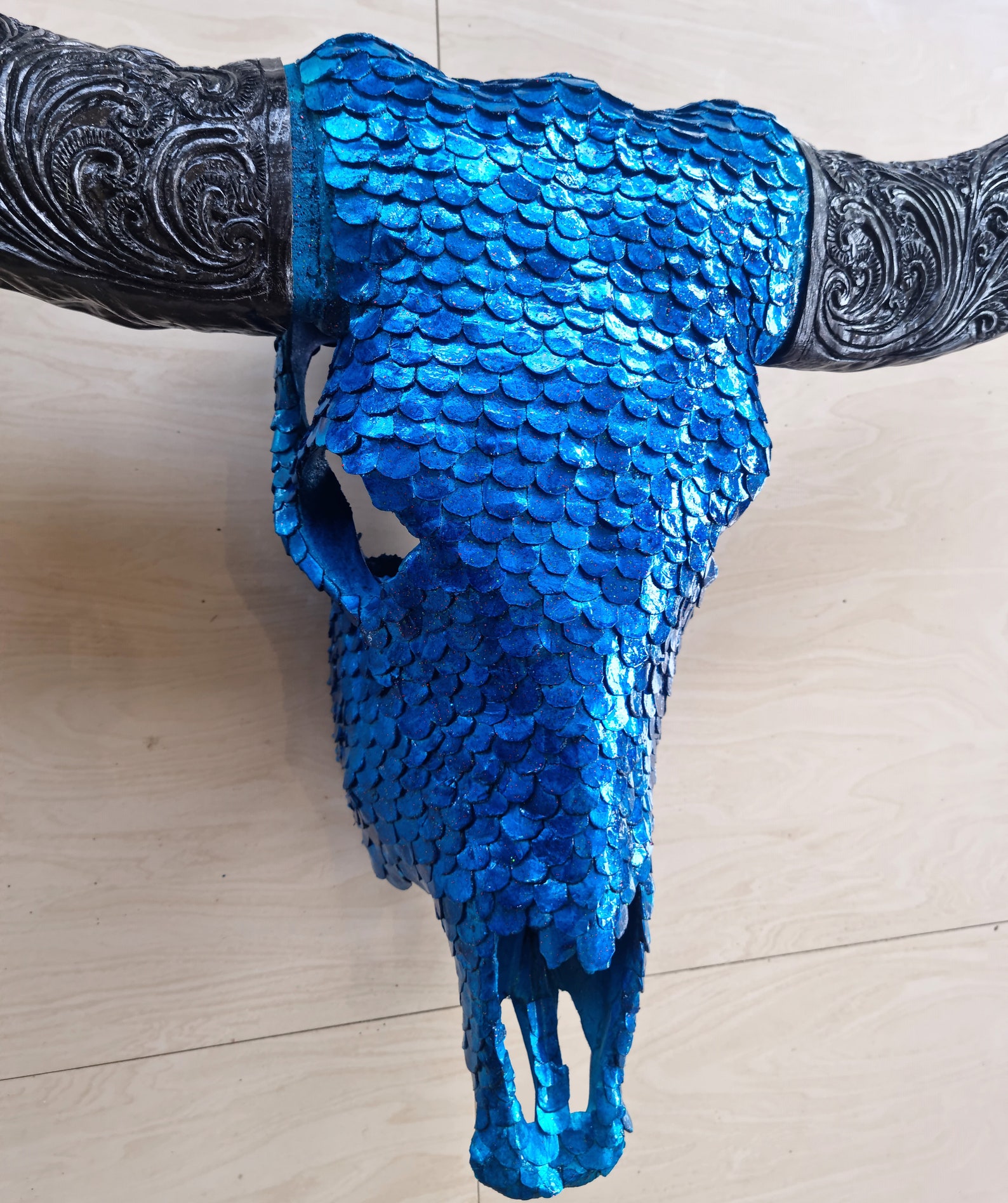 SKULL Glass Mosaic Buffalo Skull Mirror - Etsy