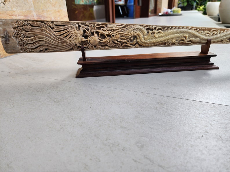 Hand-carved Swordfish Art – Intricate Dragon & Phoenix Design - Etsy