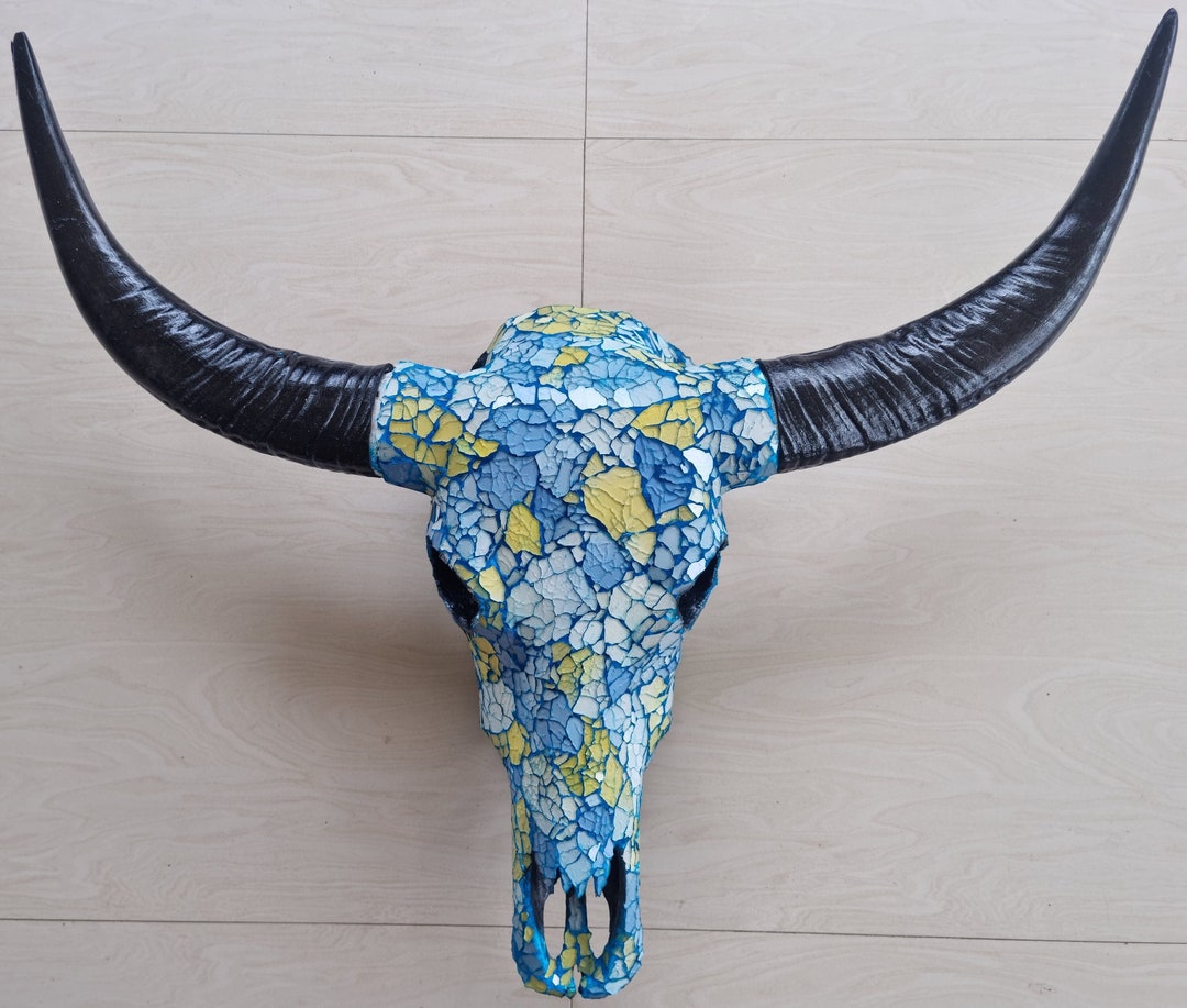 SKULL Glass Mosaic Buffalo Skull Mirror - Etsy