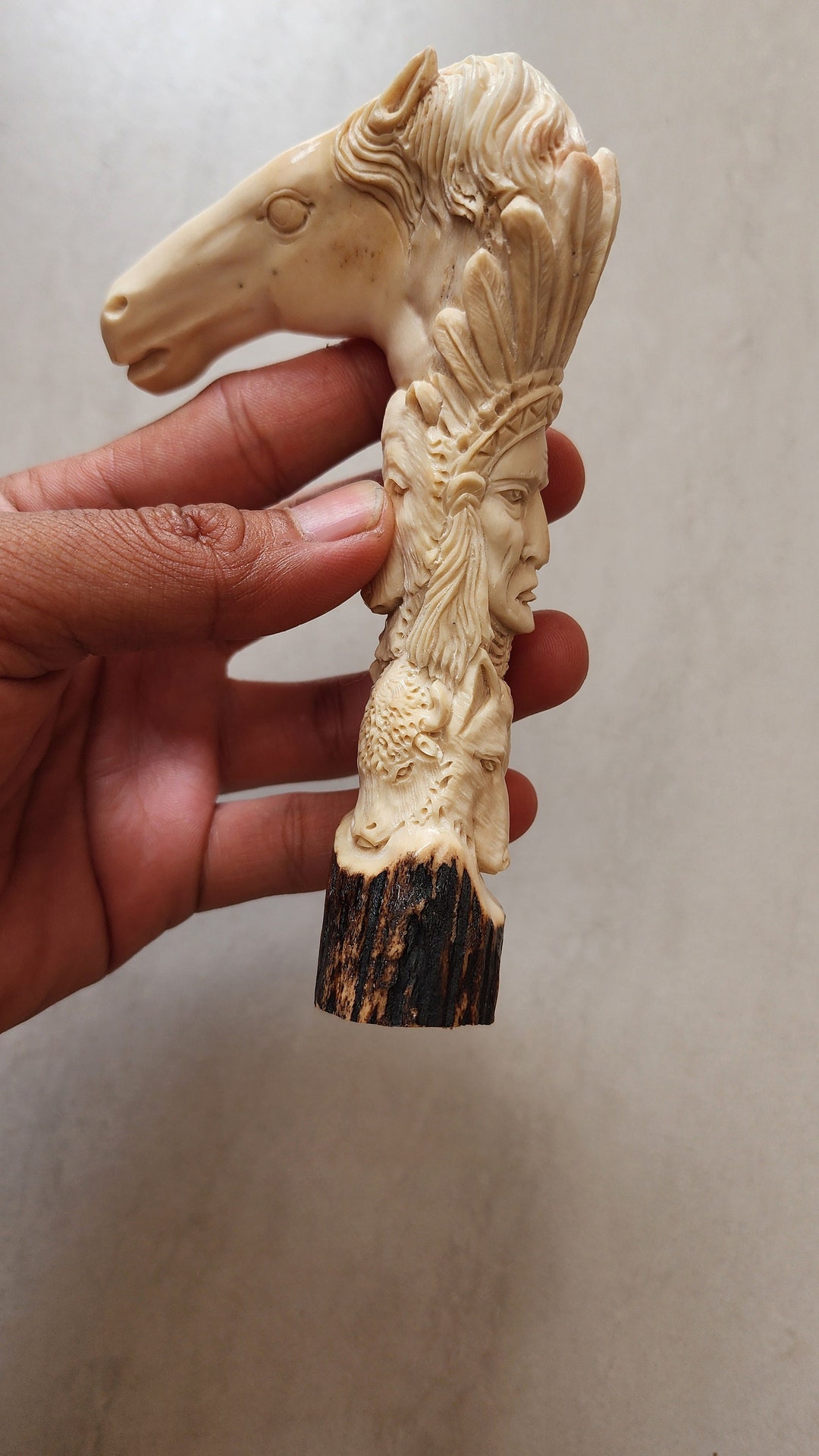 Deer Antler Carving Cane Handle Walking Stick - Etsy