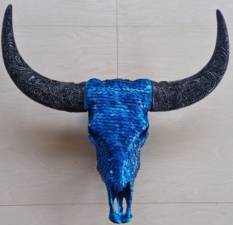 SKULL Glass Mosaic Buffalo Skull Mirror - Etsy