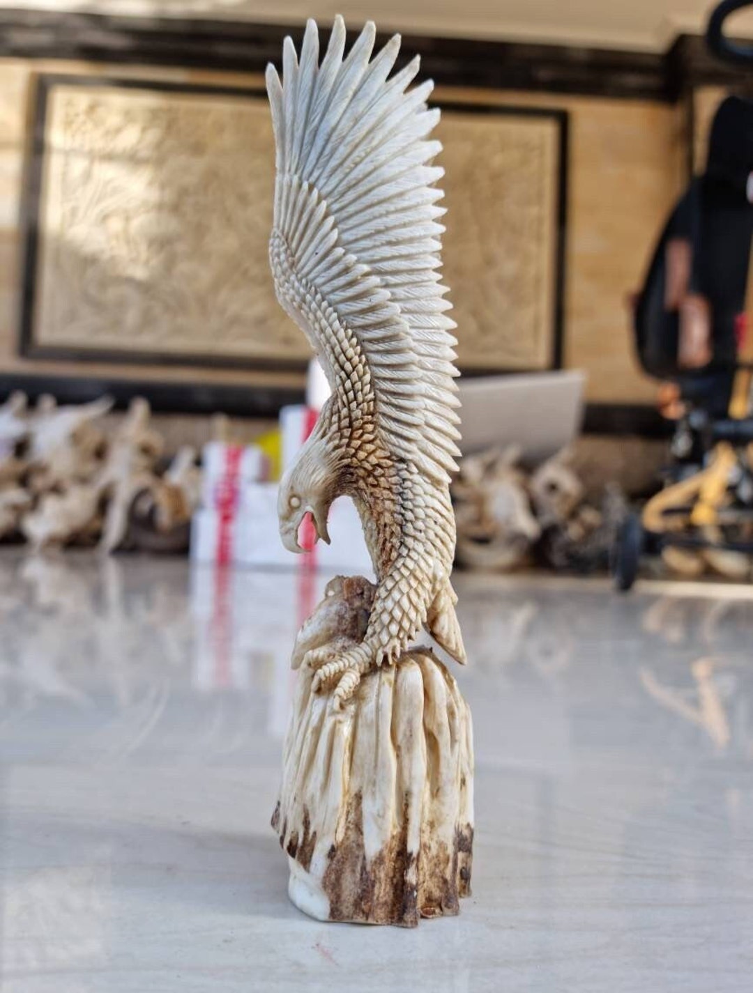 Moose Antler Carving Eagle Sculpture for Gift - Etsy UK