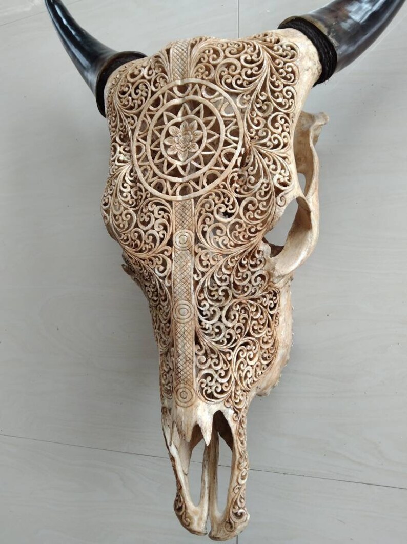 Cow Skull Carving BOHO Wall Decor - Etsy