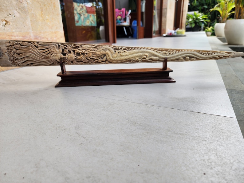 Hand-carved Swordfish Art – Intricate Dragon & Phoenix Design - Etsy