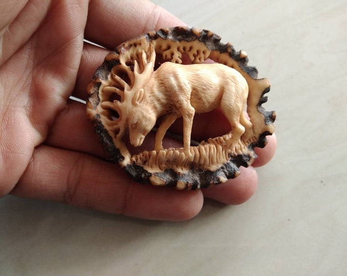 Antler Carving Moose for Accesories Belt Pendant - Etsy