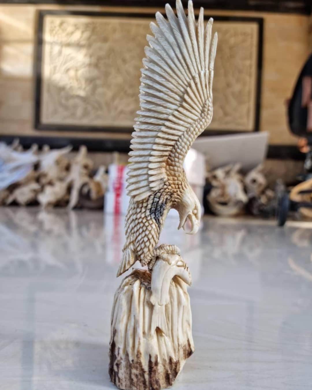 Hand Carved Moose Antler Eagle Sculpture – Tribal Animal Art Gift - Etsy