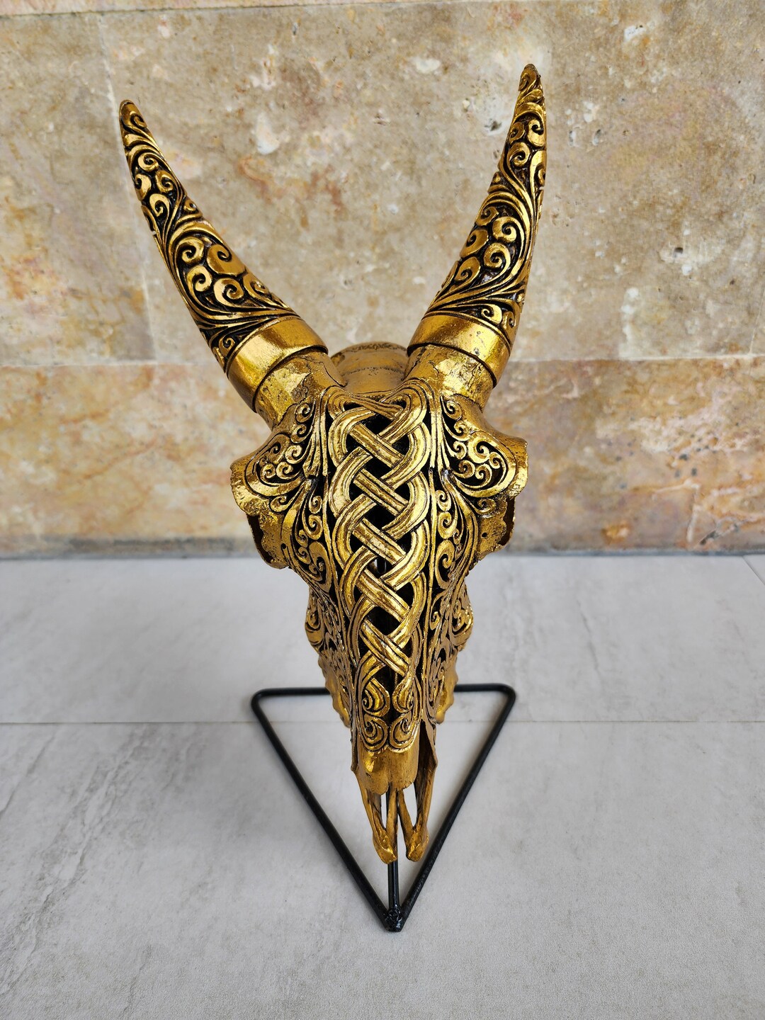 Carve Goat Skull Carving Celtic Gold - Etsy