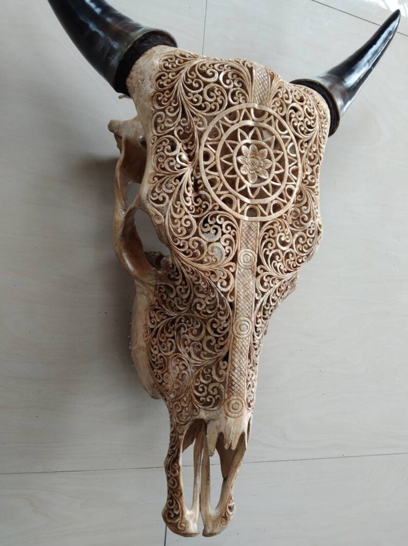 Cow Skull Carving BOHO Wall Decor - Etsy