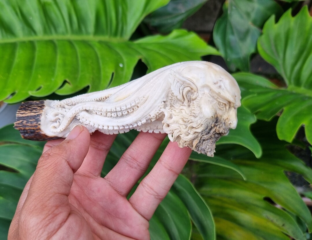 Moose Antler Carving Human Head Octopus - Etsy