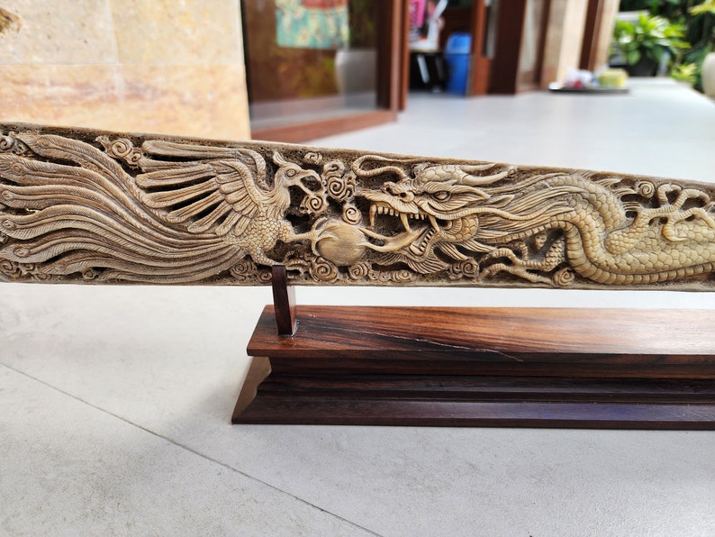 Hand-carved Swordfish Art – Intricate Dragon & Phoenix Design - Etsy