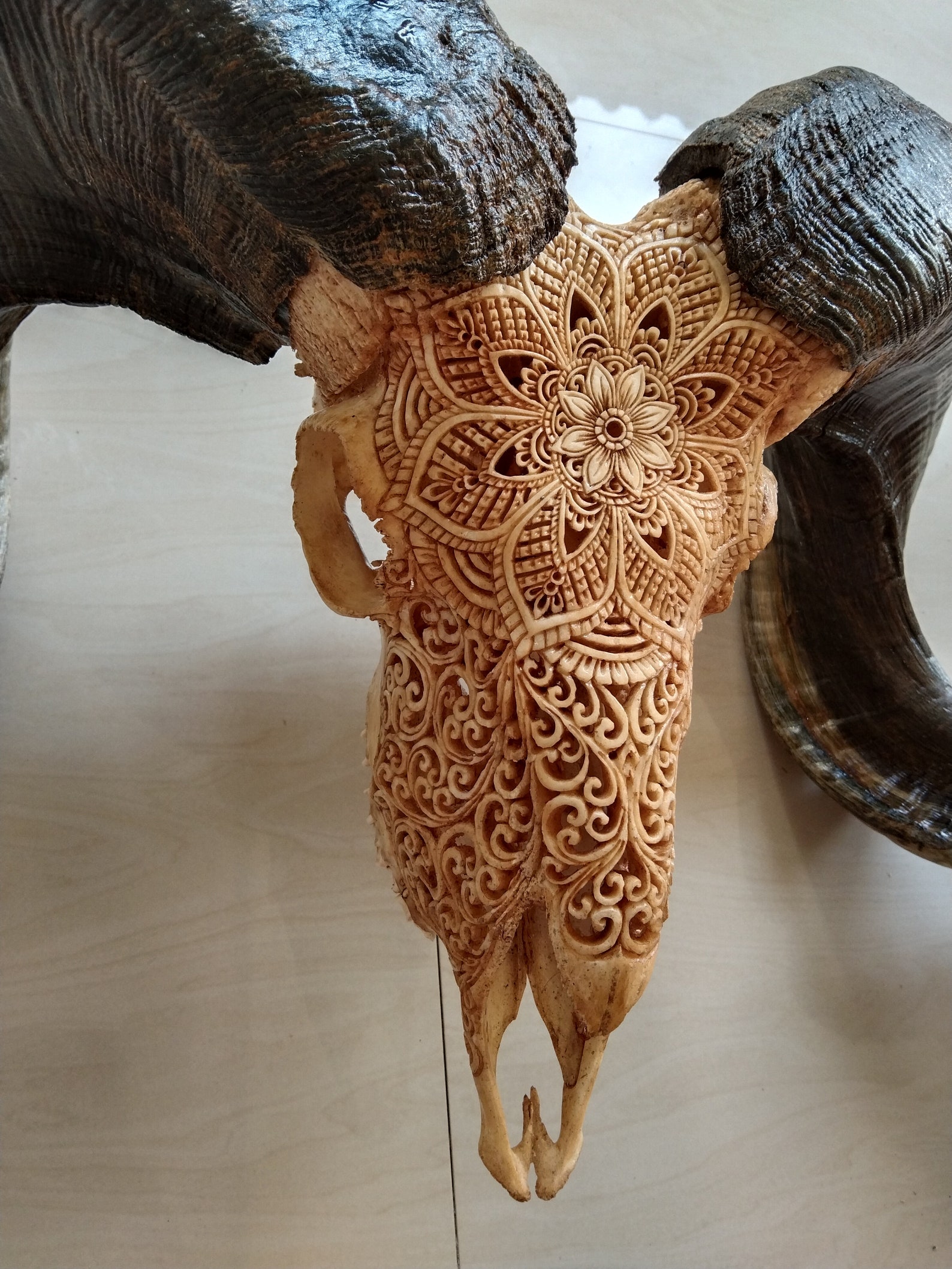 Carve Ram Skull Carving Mandala - Etsy