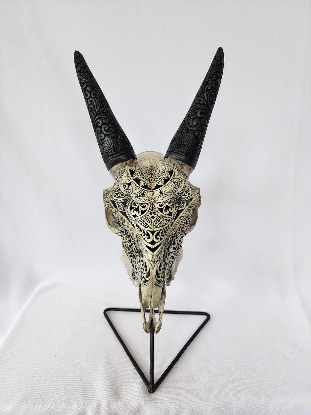Carve Goat Skull Half Mandala Grey - Etsy