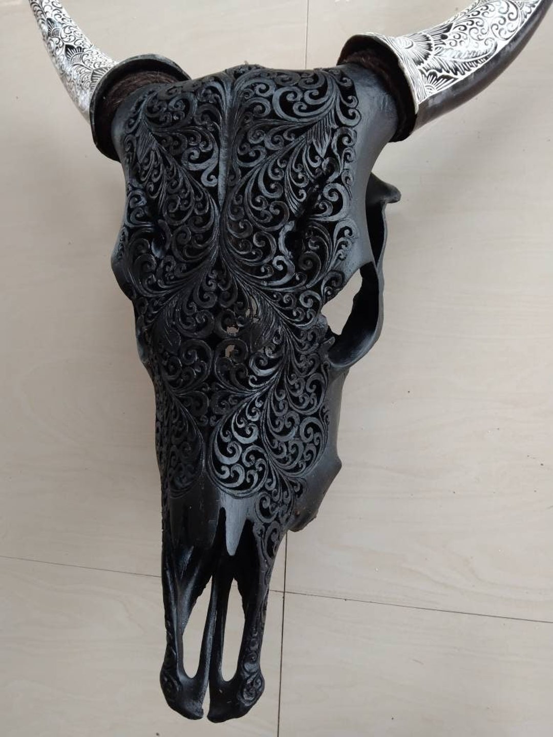 Hand-carved Cow Skull Carving HARTR - Etsy