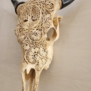 Carve Cow Skull Tree of Live Brown - Etsy