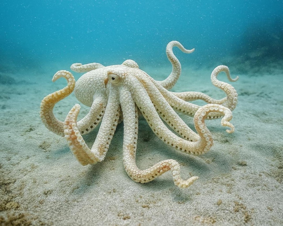 Hand Carved Octopus Sculpture From Buffalo Bone – Ocean Art Totem ...