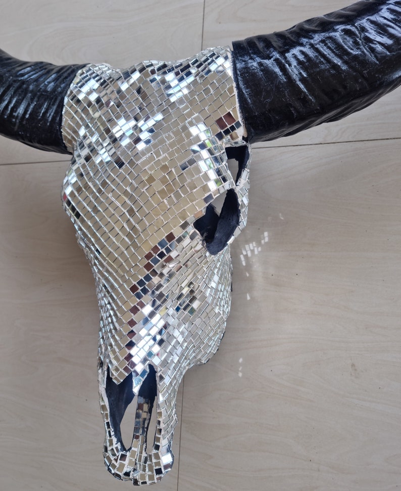 SKULL Glass Mosaic Buffalo Skull Mirror - Etsy