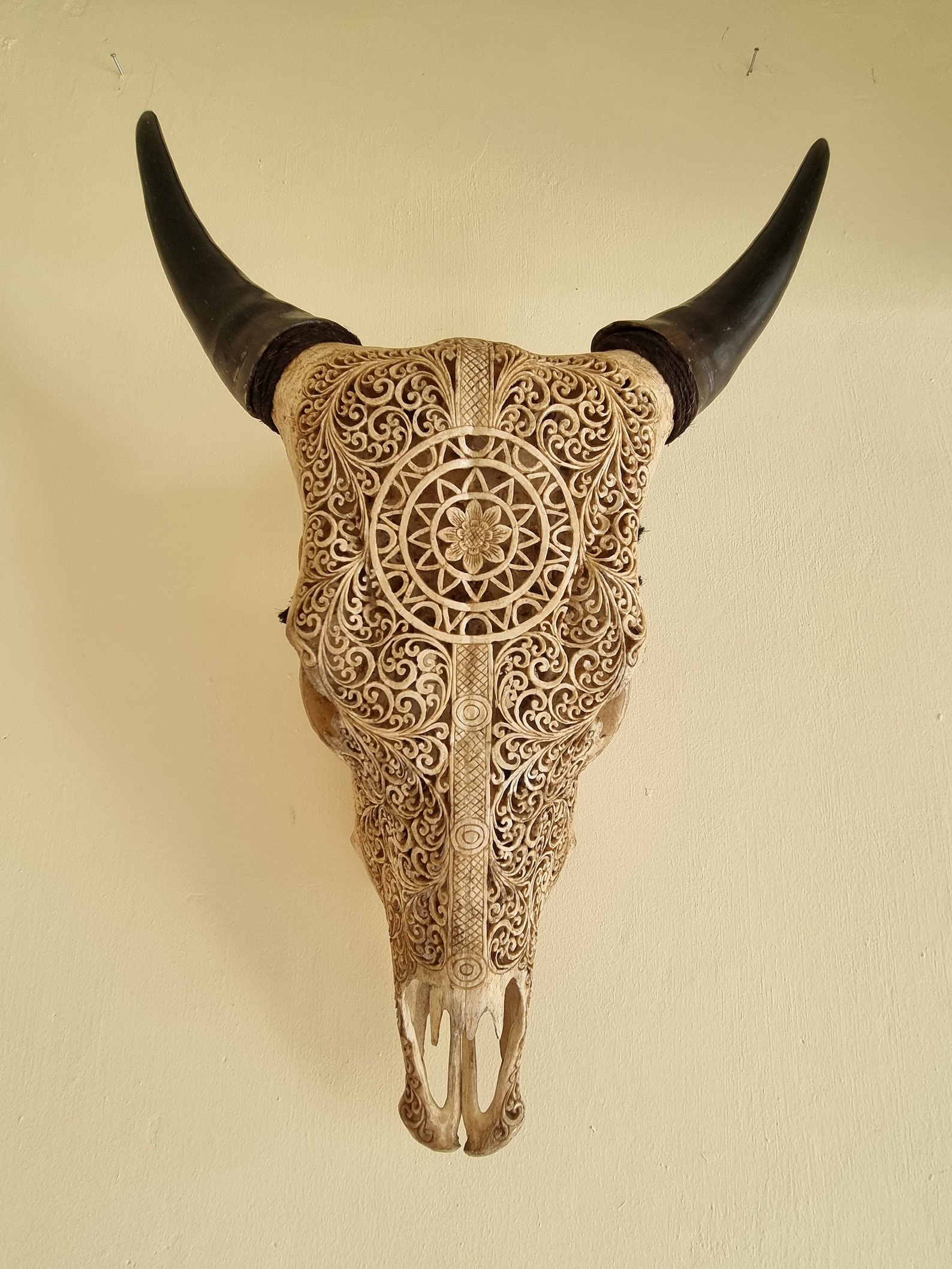 Cow Skull Carving BOHO Wall Decor - Etsy