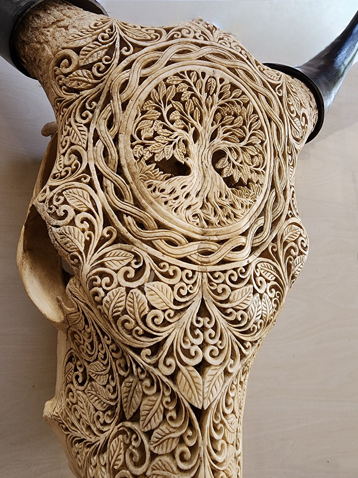 Carve Cow Skull Tree of Live Brown - Etsy